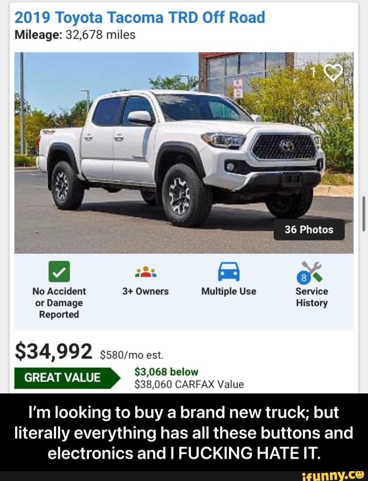 2019 Toyota Tacoma TRD Off Road Mileage: 32,678 miles 36 Photos os No ...