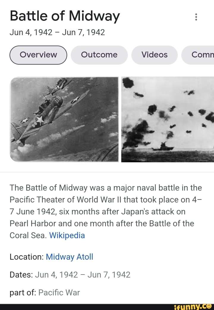 Battle of Midway Jun 4, 1942 Jun 7, 1942 Outcome Videos Comn The Battle ...