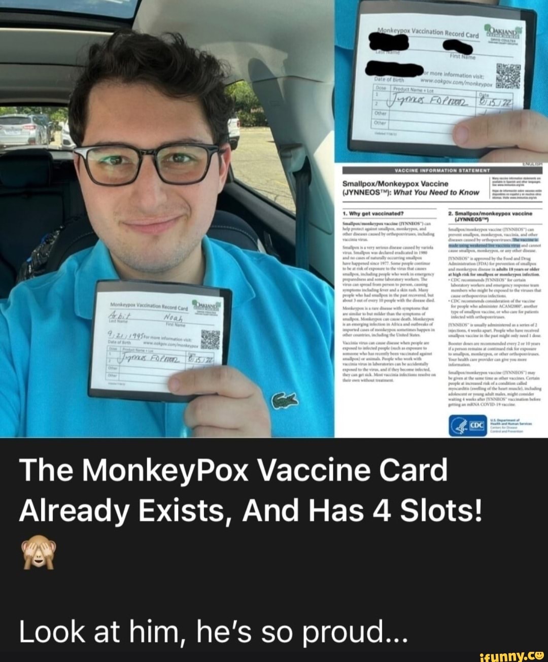 The MonkeyPox Vaccine Card Already Exists, And Has 4 Slots! Look at him ...