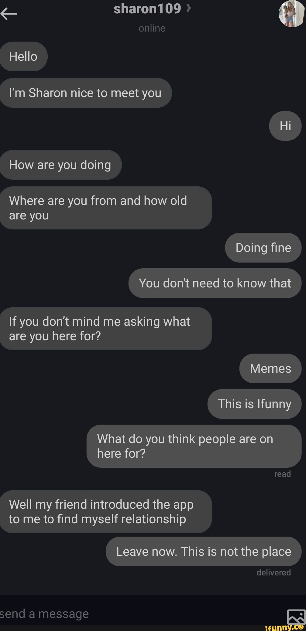 Sharon109 online Hello I'm Sharon nice to meet you How are you doing ...