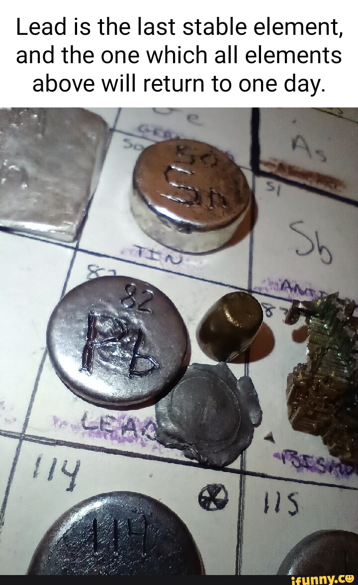 Lead is the last stable element, and the one which all elements above ...