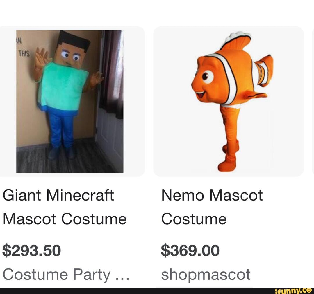 Giant Minecraft Mascot Costume Costume $293.50 Costume Party Nemo ...