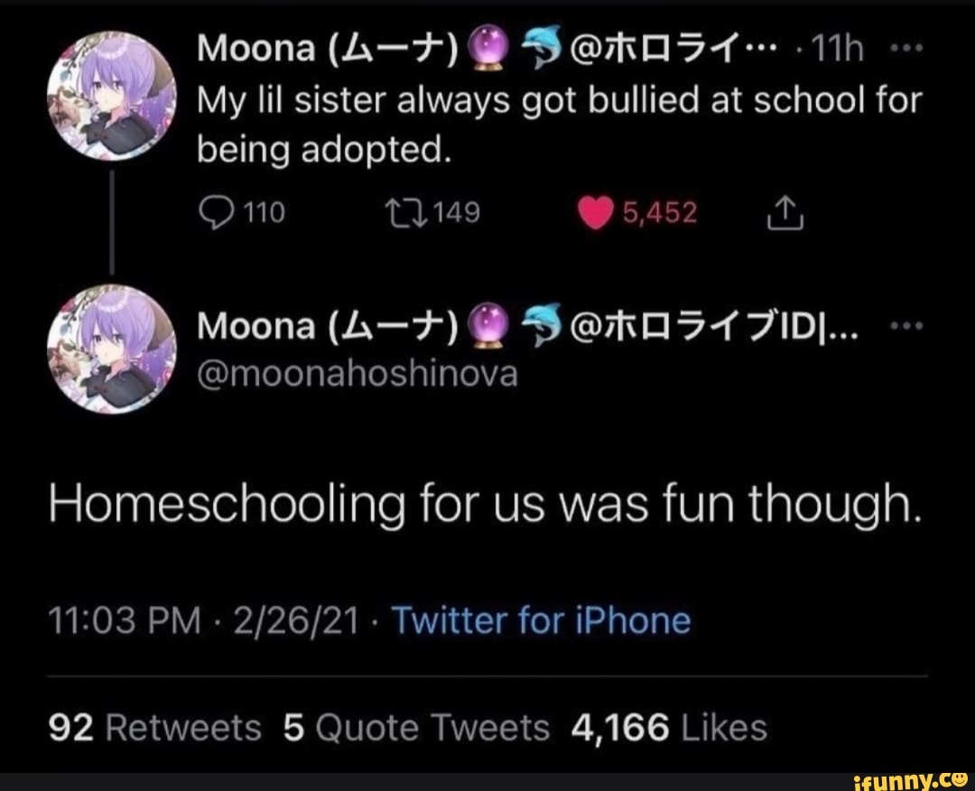 Moona (A-+) My il sister always got bullied at school for being adopted ...