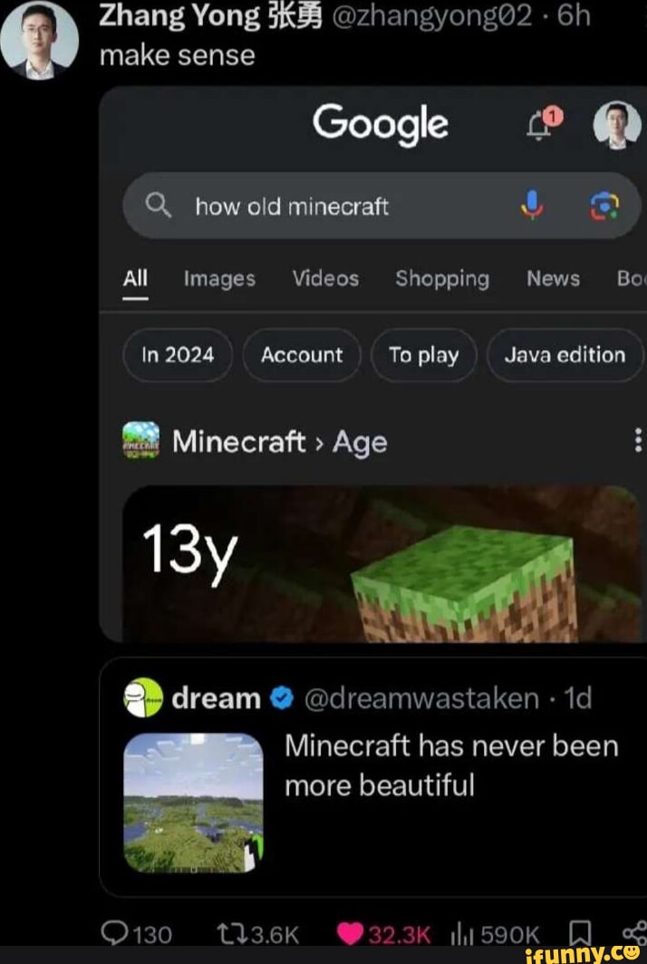 Make sense chang Yong @zhangyongQ2 Gh Google how old minecratt All ...