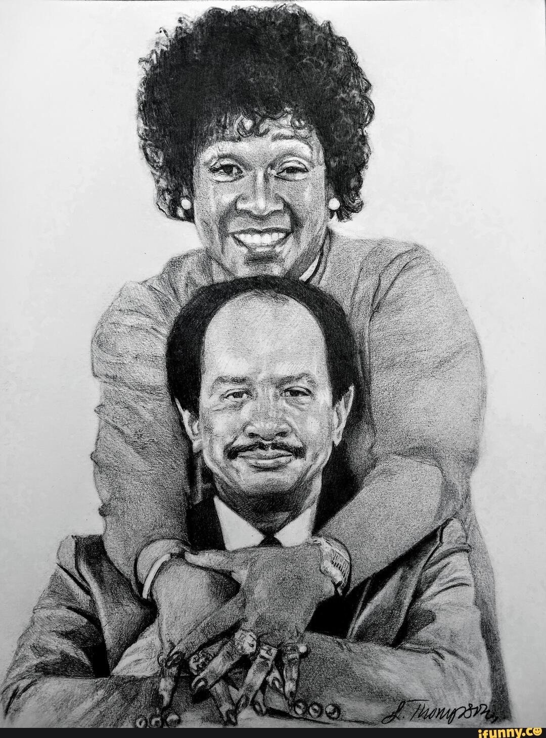 Weezy and George Jefferson 2022 Pencil on Bristolboard 14 x 11 inches ...
