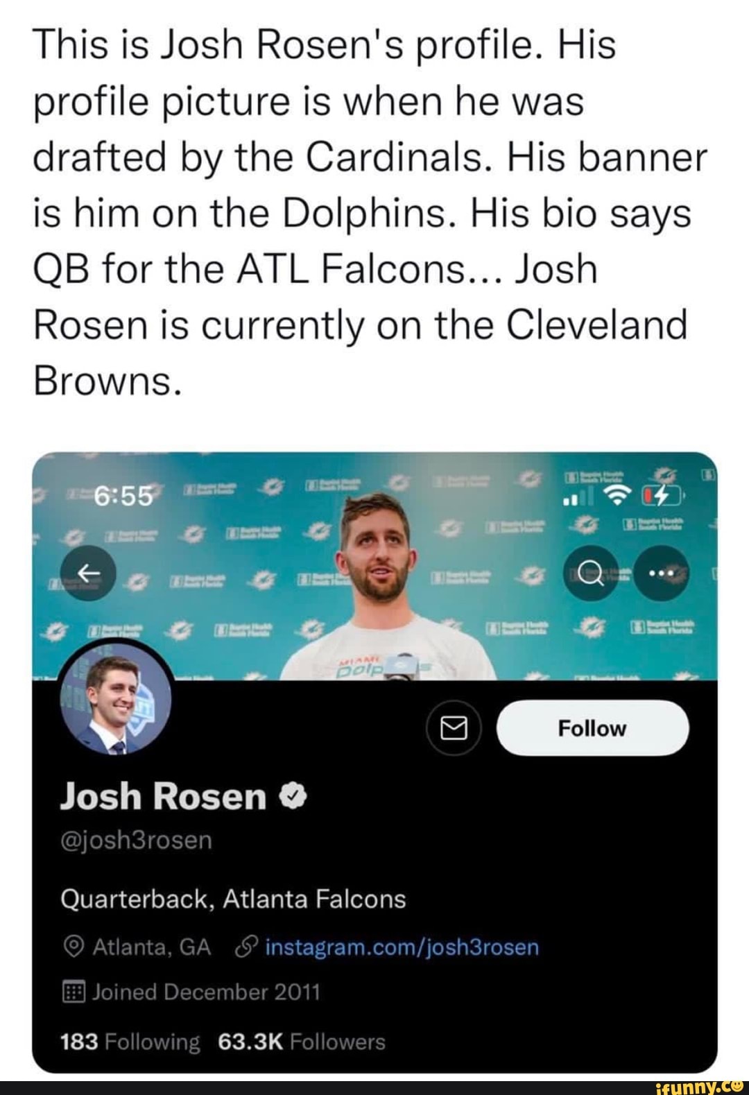 This is Josh Rosen's profile. His profile picture is when he was ...