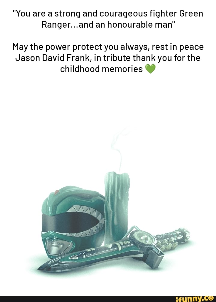 "You are a strong and courageous fighter Green Ranger...and an ...