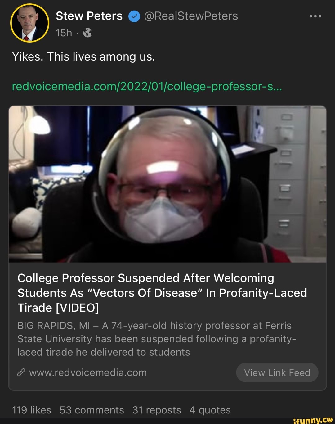 Stew Peters @RealStewPeters Yikes. This lives among us. College ...