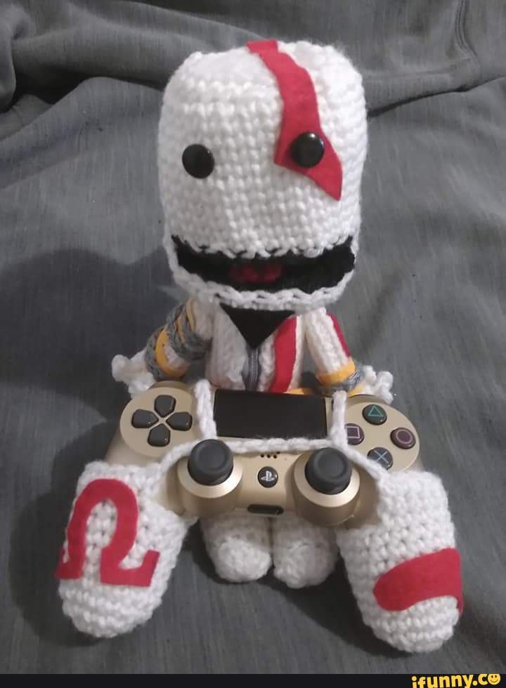 Also crocheted a PS4 GoW controller cozy to go with him - iFunny