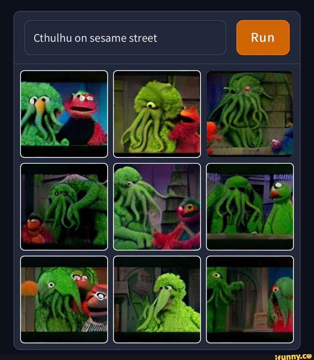Cthulhu on sesame street Run - iFunny