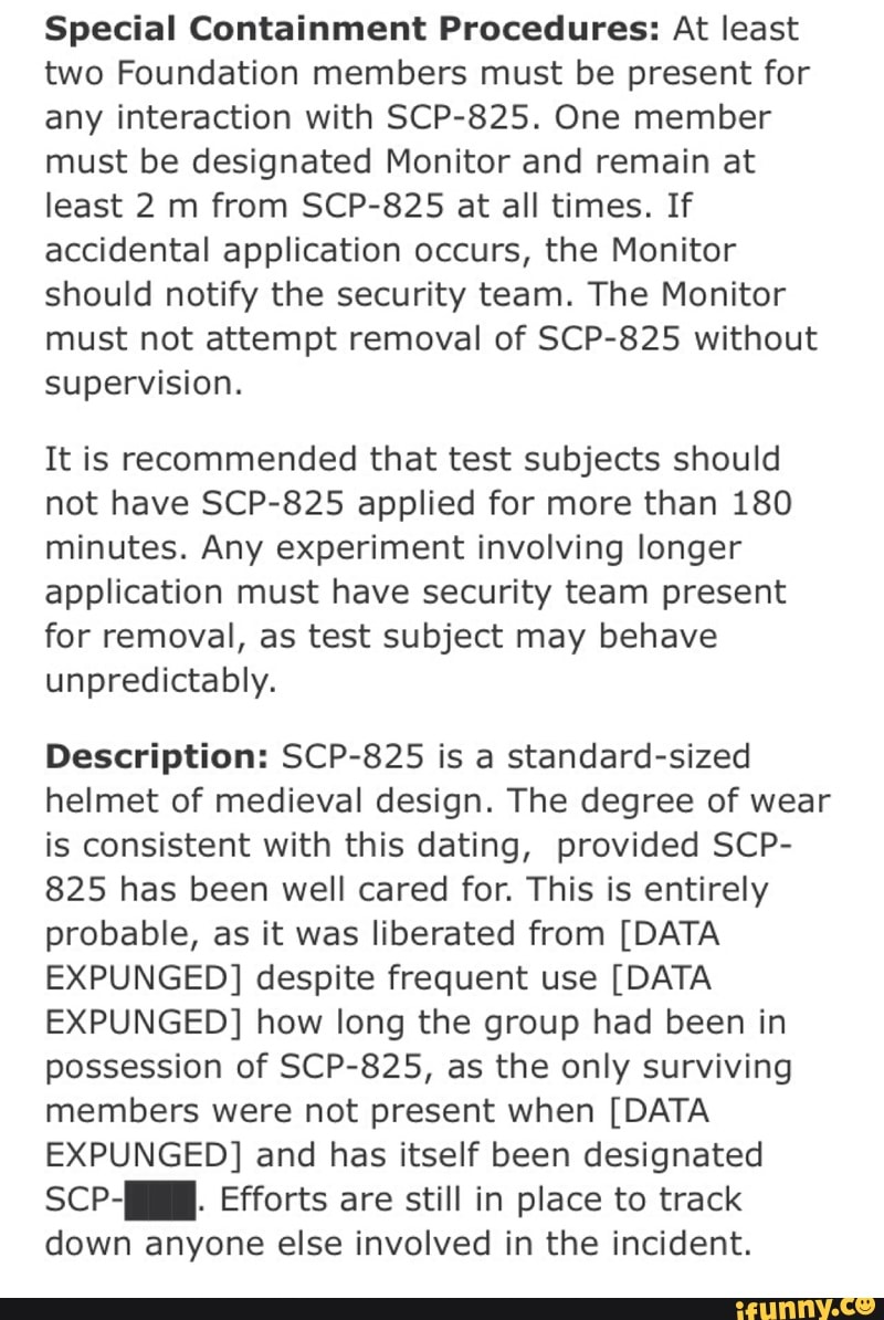 Special Containment Procedures: At least two Foundation members must be ...