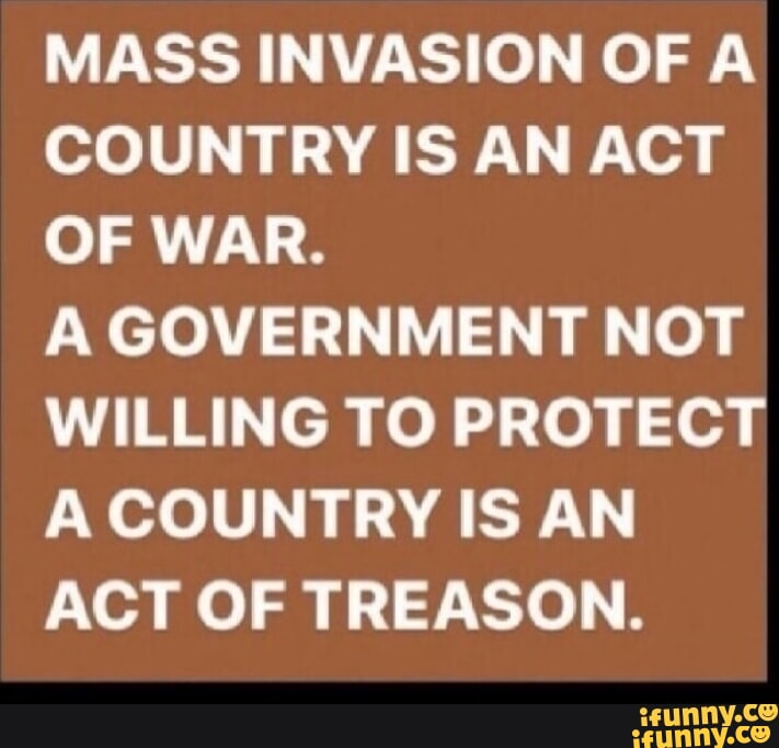 MASS INVASION OF A COUNTRY IS AN ACT OF WAR. A GOVERNMENT NOT WILLING ...