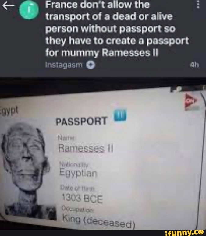 Transport of a dead or r alive person without passport so they have to ...