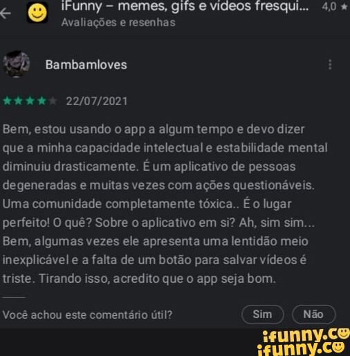 TFunny memes, gifs e videos fresq Avaliações e resenhas ade Bambamloves ...