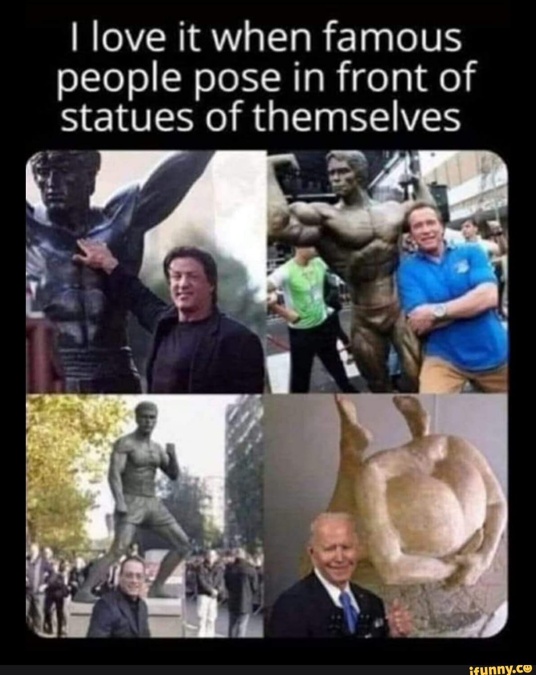 I love it when famous people pose in front of statues of themselves I ...