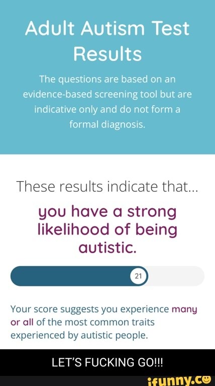 Adult Autism Test Results The questions are based on an evidence-based ...