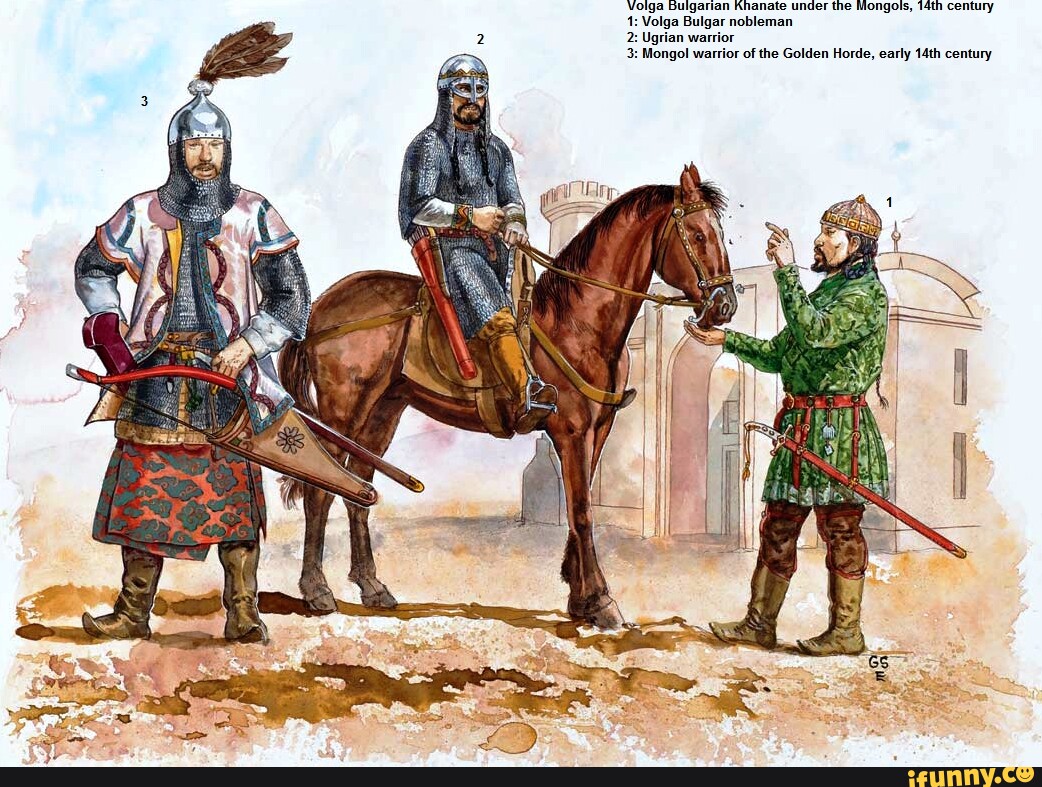 1: Volga Bulgar nobleman 2 2: Ugrian warrior 3: Mongol warrior of the ...