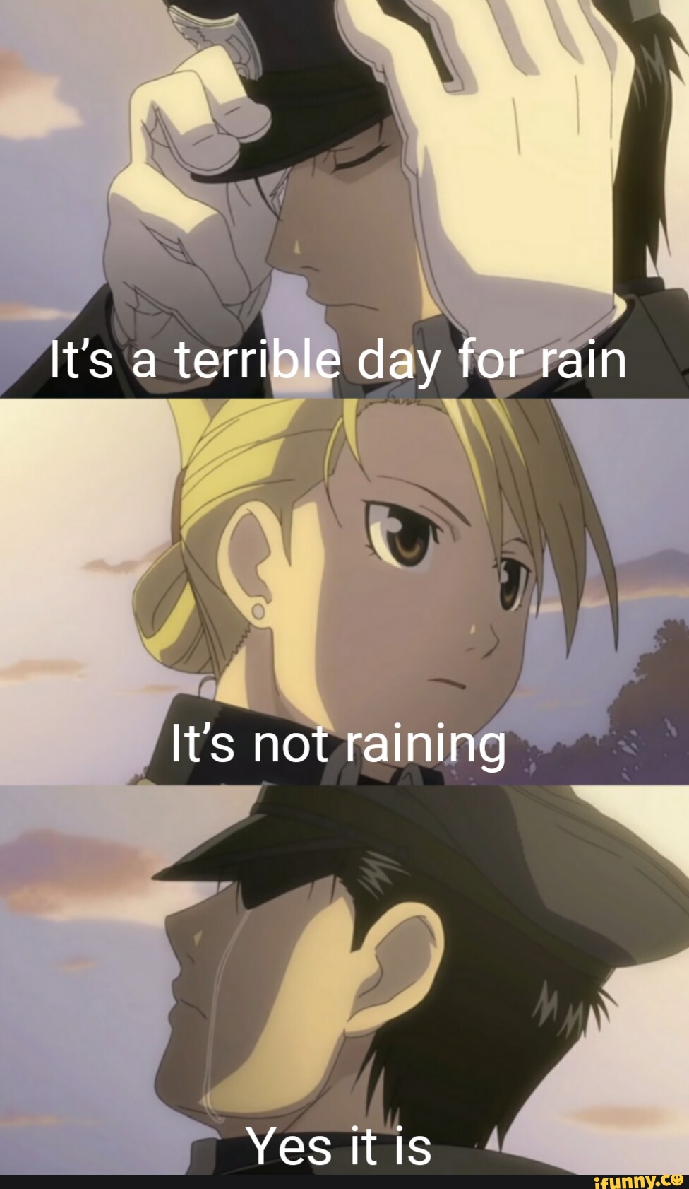 It's a terrible day for rain It's not raining Yes it is - iFunny
