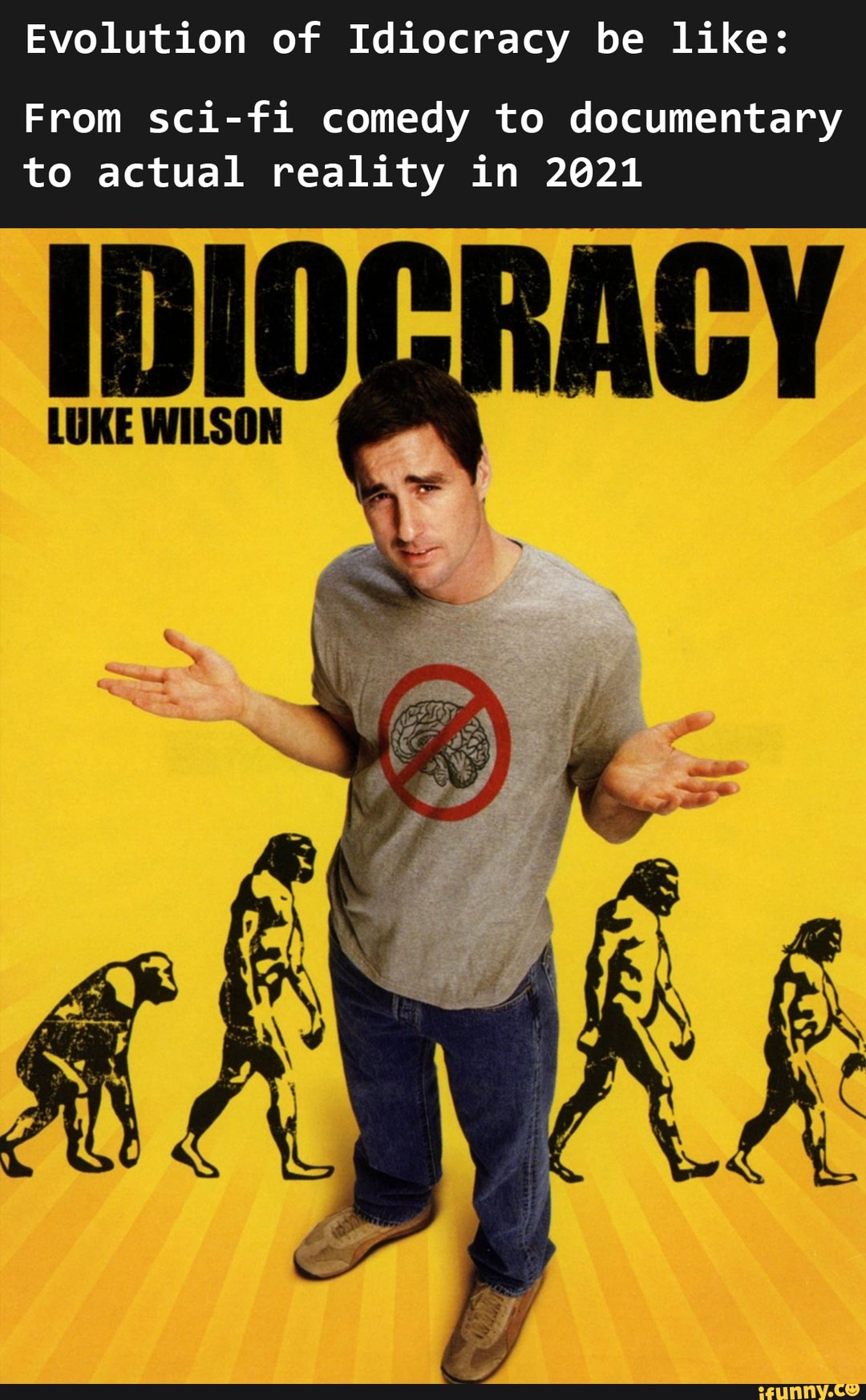 Evolution of Idiocracy be like: From sci-fi comedy to documentary to ...