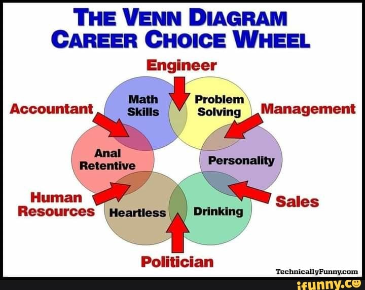 THE VENN DIAGRAM CAREER CHOICE WHEEL _ _Engineer Problem Accountant ...