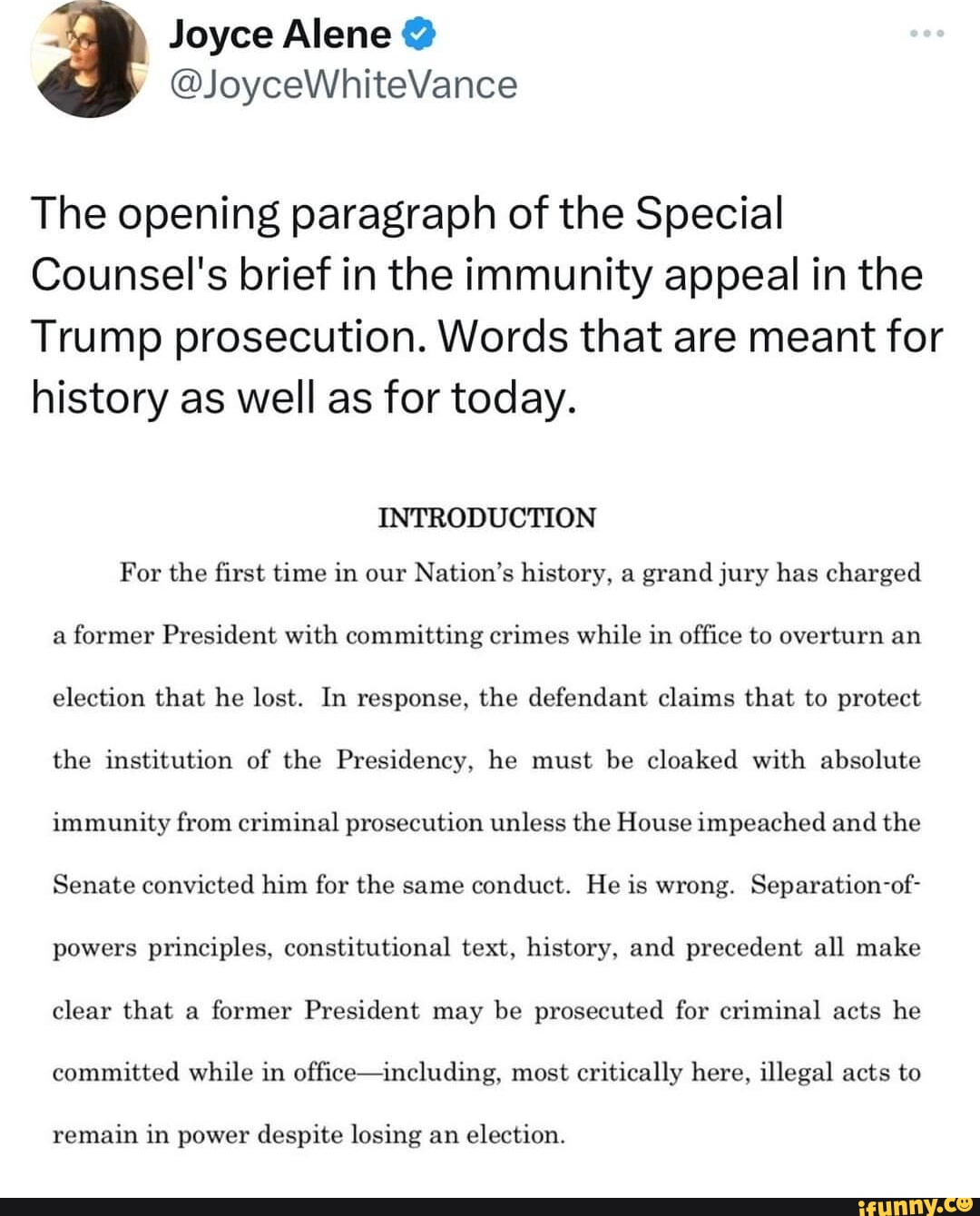 Joyce Alene @JoyceWhiteVance The opening paragraph of the Special ...