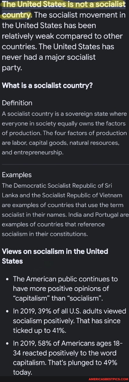 The United States is not a socialist country: The socialist movement in ...