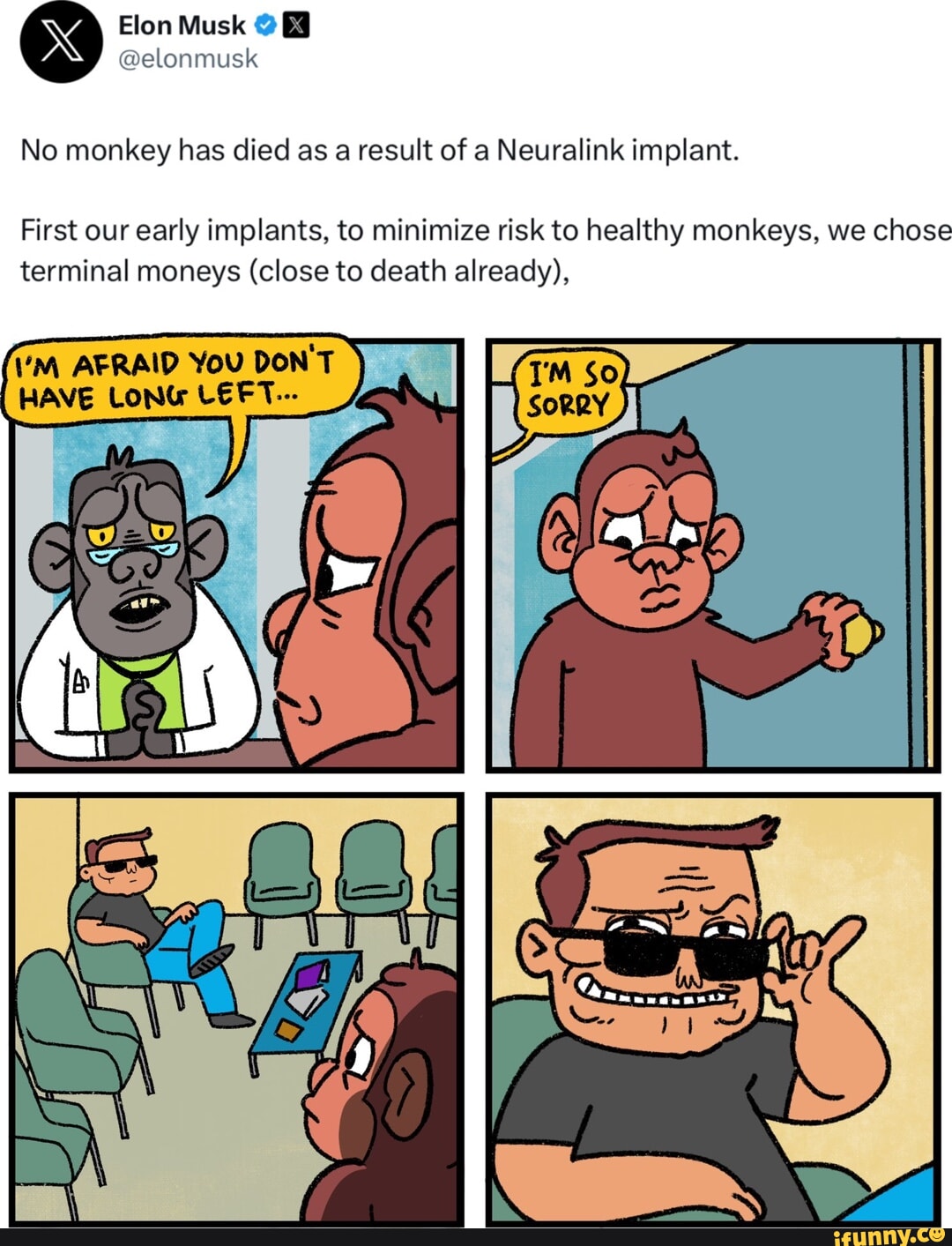 Elon Musk No monkey has died as a result of a Neuralink implant. First ...