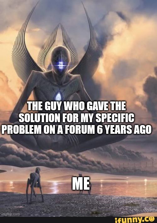 THE GUY WHO GAVE THE SOLUTION FOR MY SPECIFIC PROBLEM ON A FORUM YEARS ...