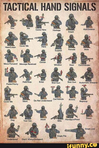 TACTICAL HAND SIGNALS Comer- Hostone - iFunny