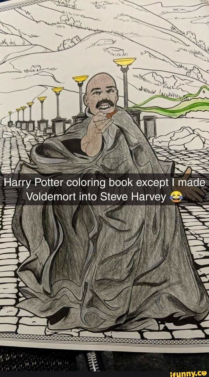 Harry Potter coloring book except I made Voldemort into Steve Harvey ...