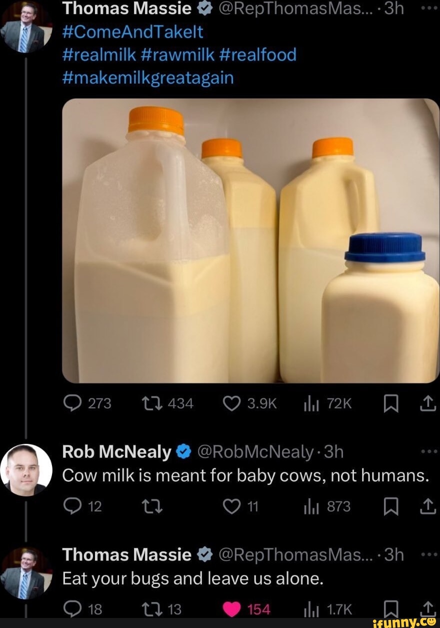 Thomas Massie @RepThomasMas... AndTakel #realmilk #rawmilk #realfood #makemilkgreatagain I I ...