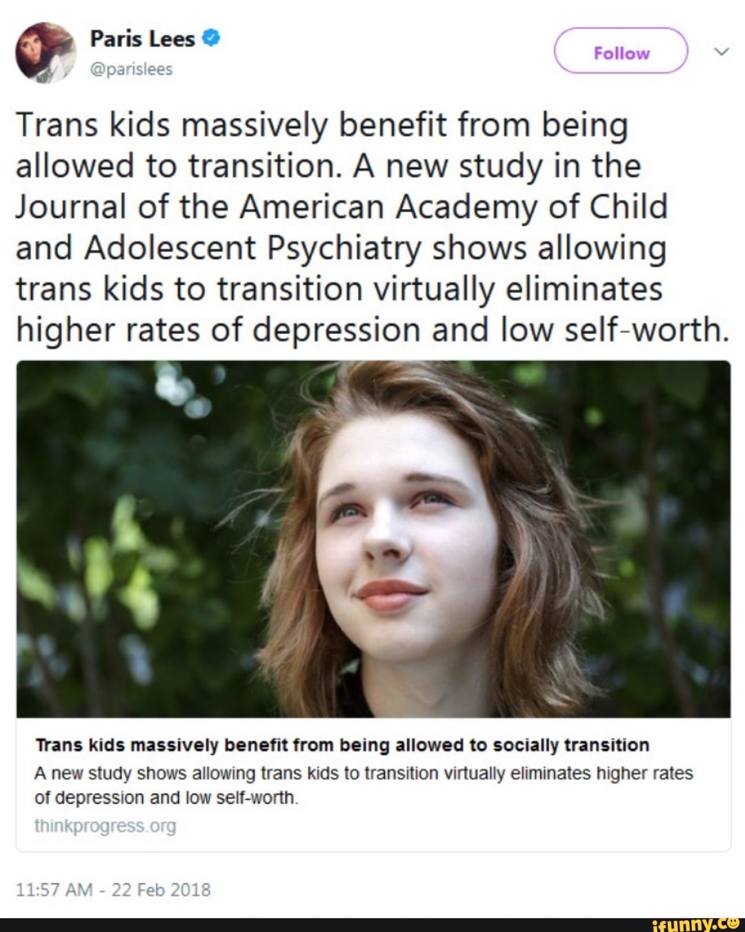Trans kids massively benefit from being allowed to transition. A new ...