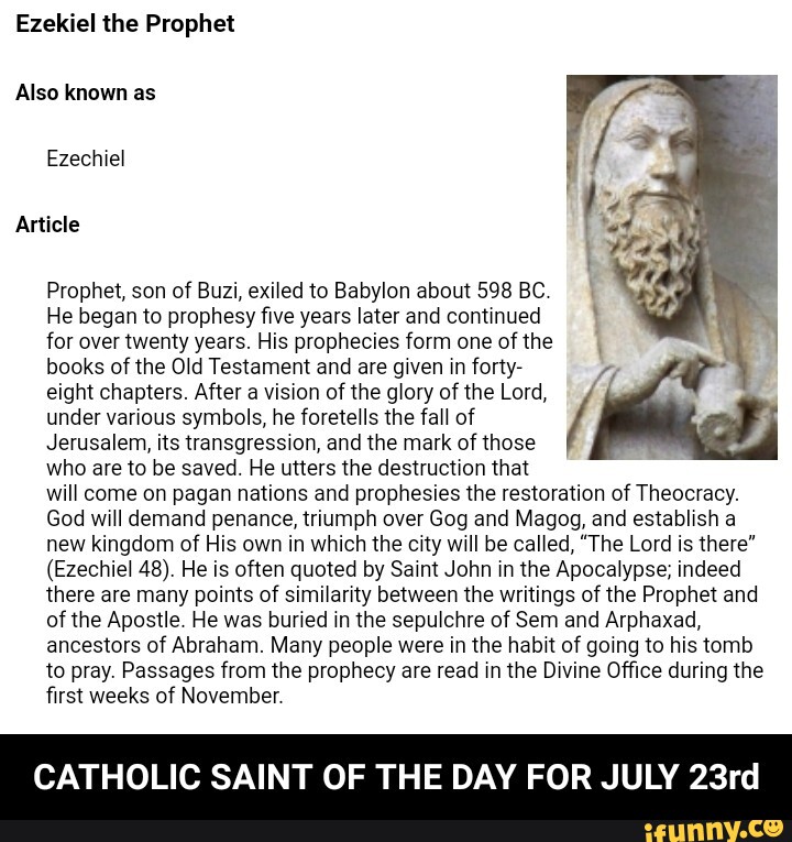 Ezekiel the Prophet Also known as Ezechiel Article Prophet, son of Buzi ...