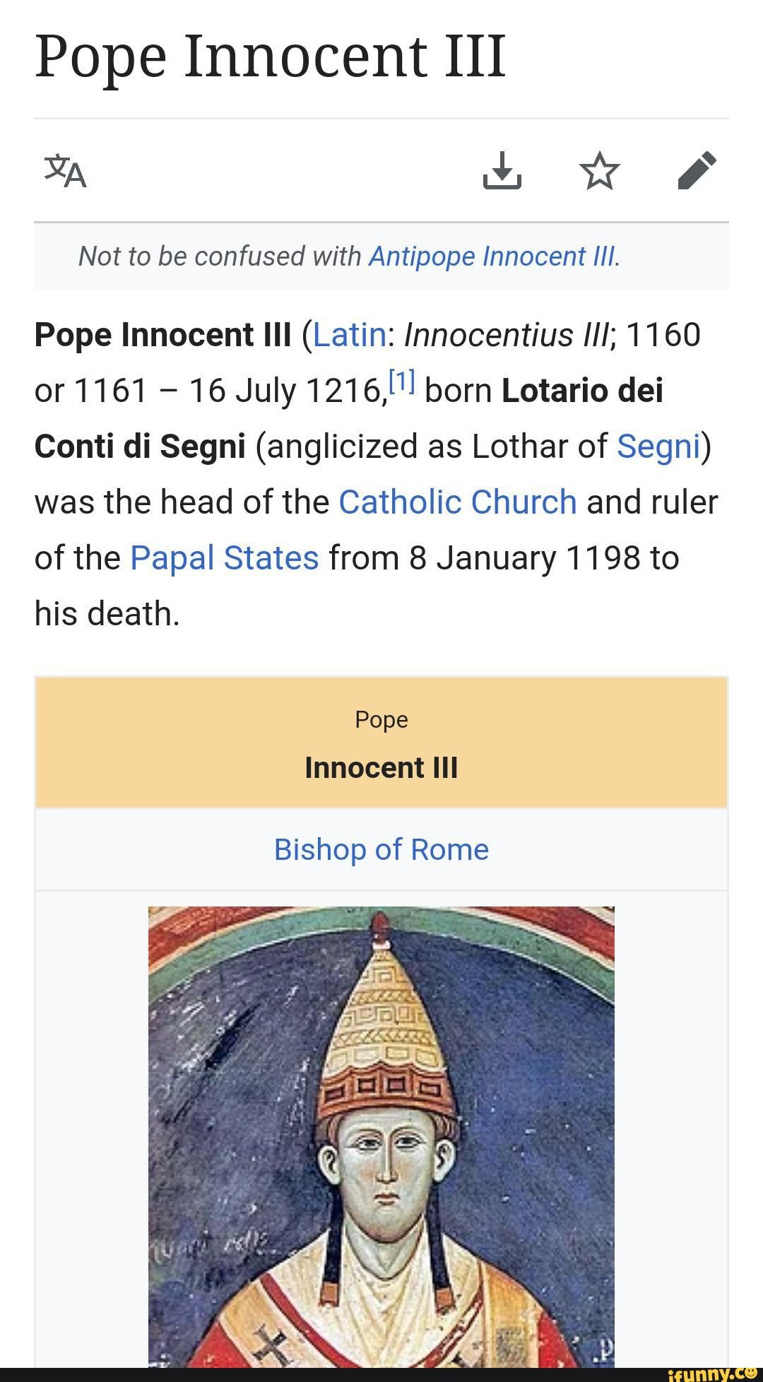 Innocentius memes. Best Collection of funny Innocentius pictures on iFunny