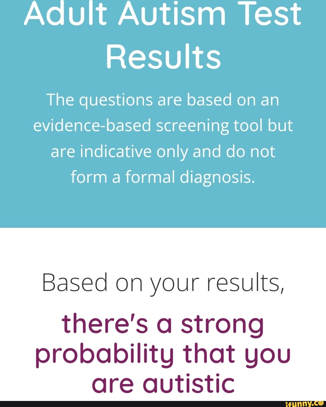 Adult Autism Test Results The questions are based on an evidence-based ...
