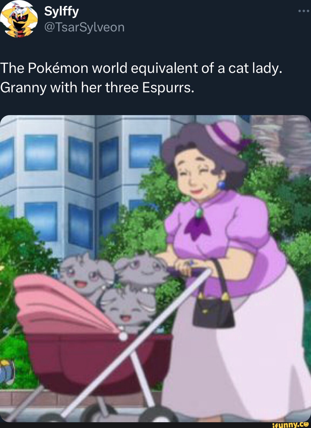 The Pokemon world equivalent of a cat lady. Granny with her three ...