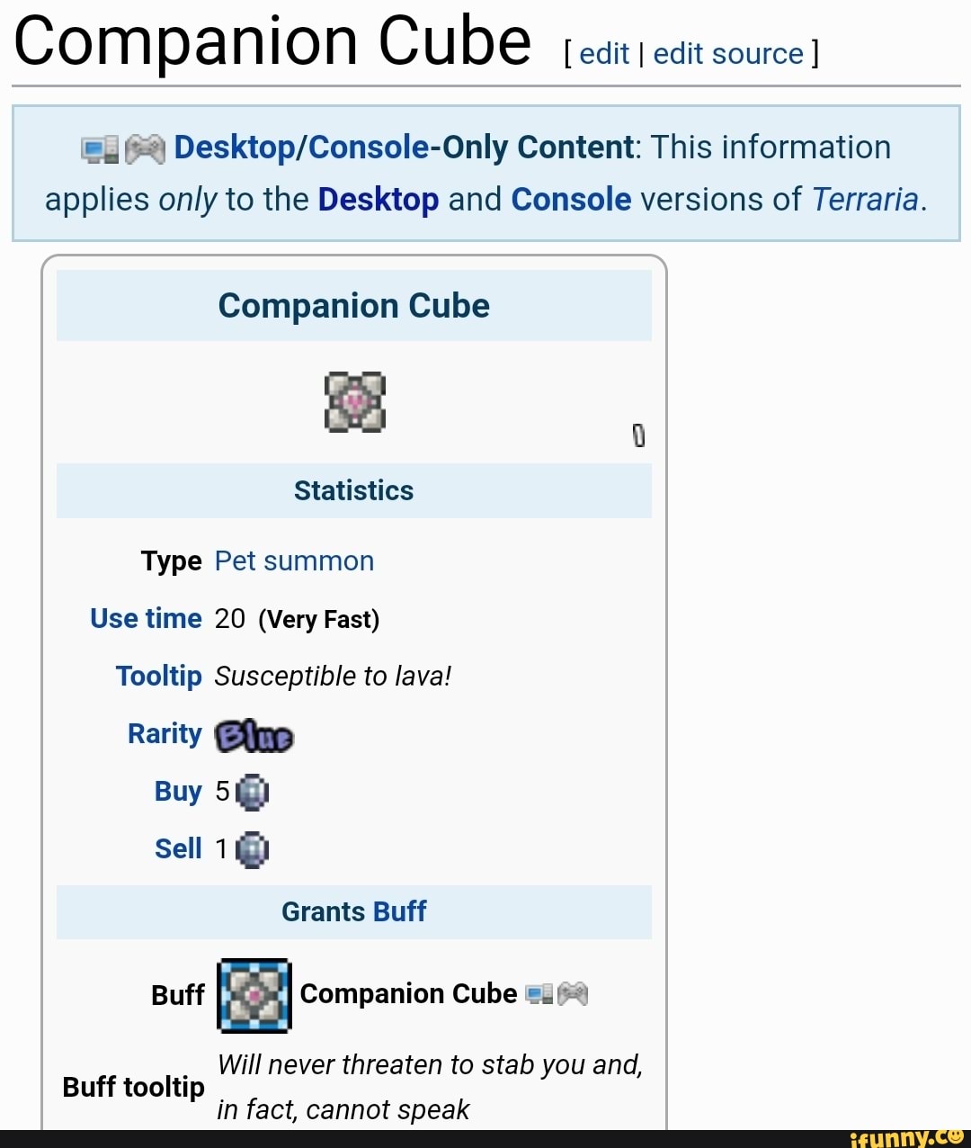 Companion CUbe [editledit source] 542;} Desktop/ConsoIe-Only Content ...
