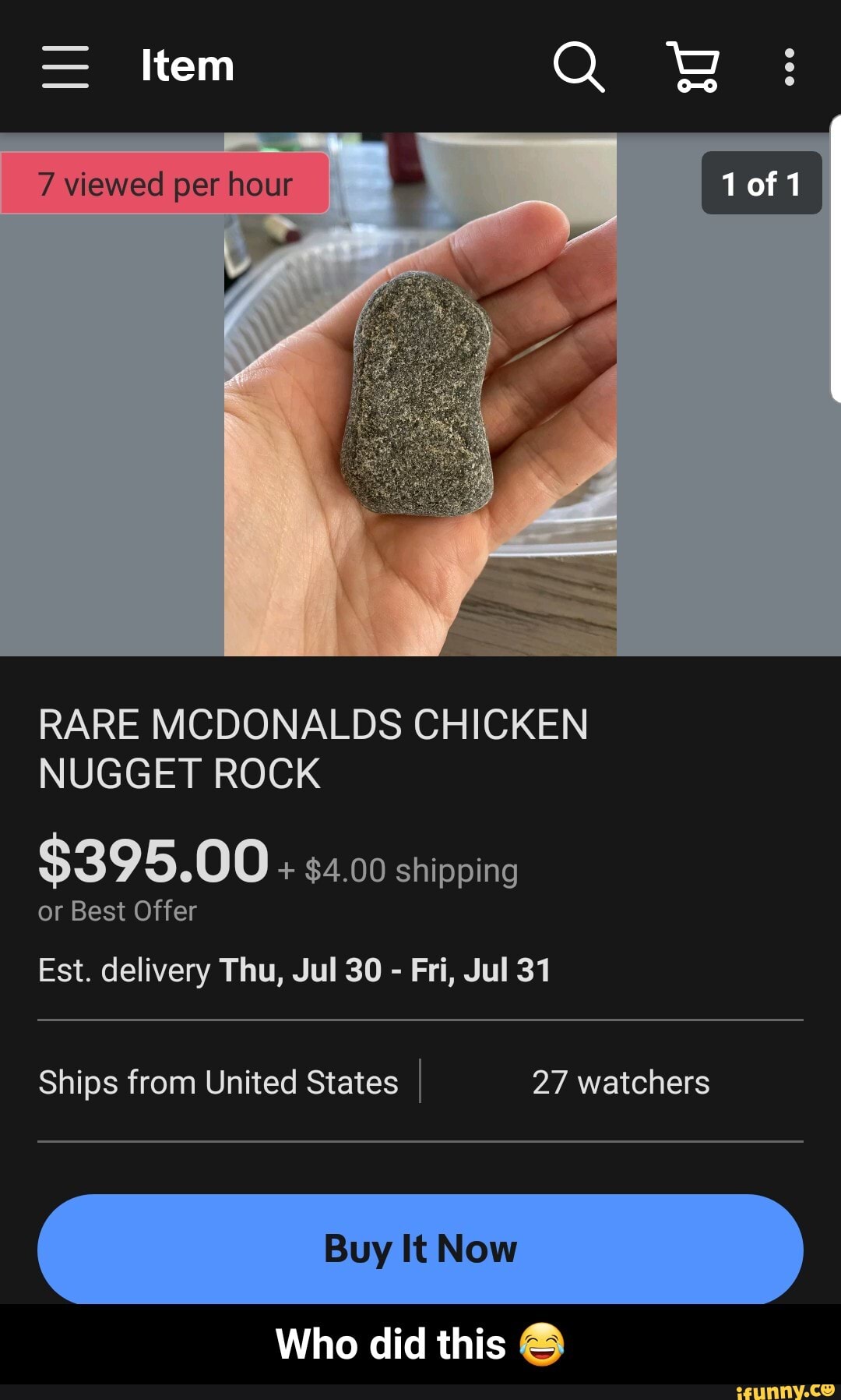 RARE MCDONALDS CHICKEN NUGGET ROCK $395.00 $4.00 shipping Est. delivery ...