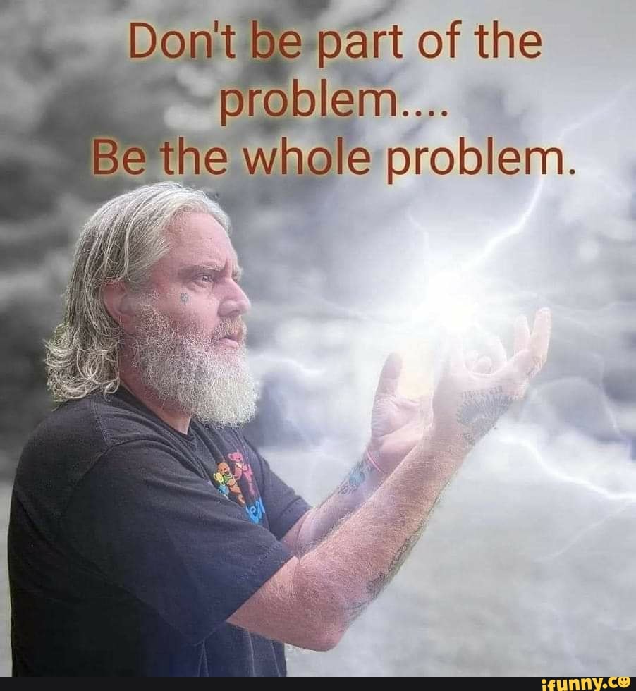 Don't be part of the problem... Be the whole problem. - iFunny