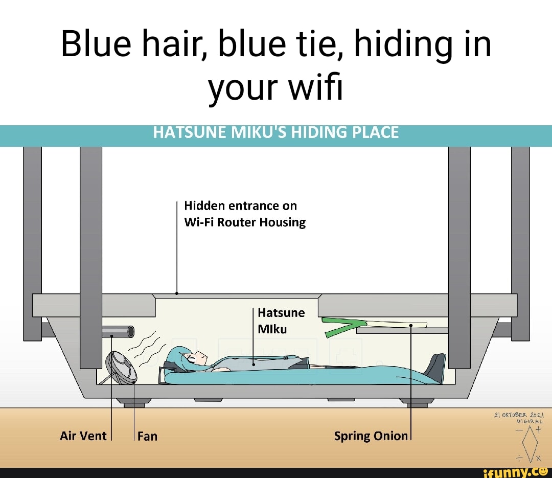 Blue hair, blue tie, hiding in your wifi RATSUNE HIDING PLACE Hidden ...