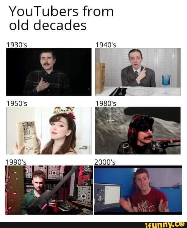 YouTubers from old decades 1930's 1940's 950's - iFunny