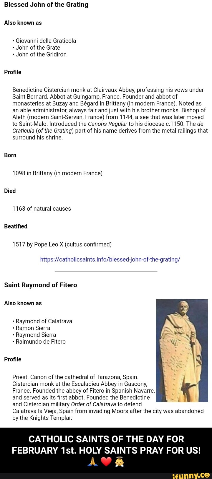 Blessed John of the Grating Also known as Giovanni della Graticola ...