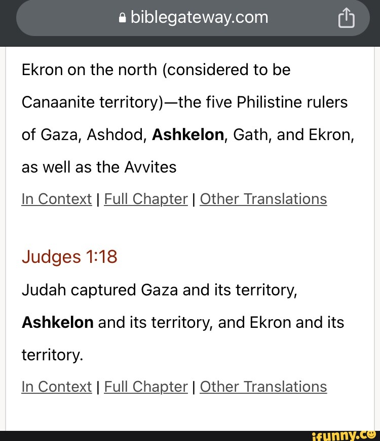 Ekron on the north (considered to be Canaanite five Philistine rulers ...