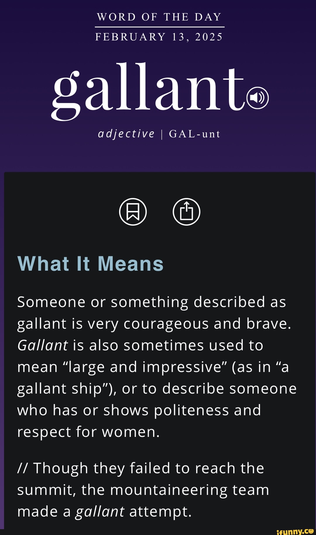 WORD OF THE DAY FEBRUARY 13, 2025 Sallante adjective I GAL-unt What It ...
