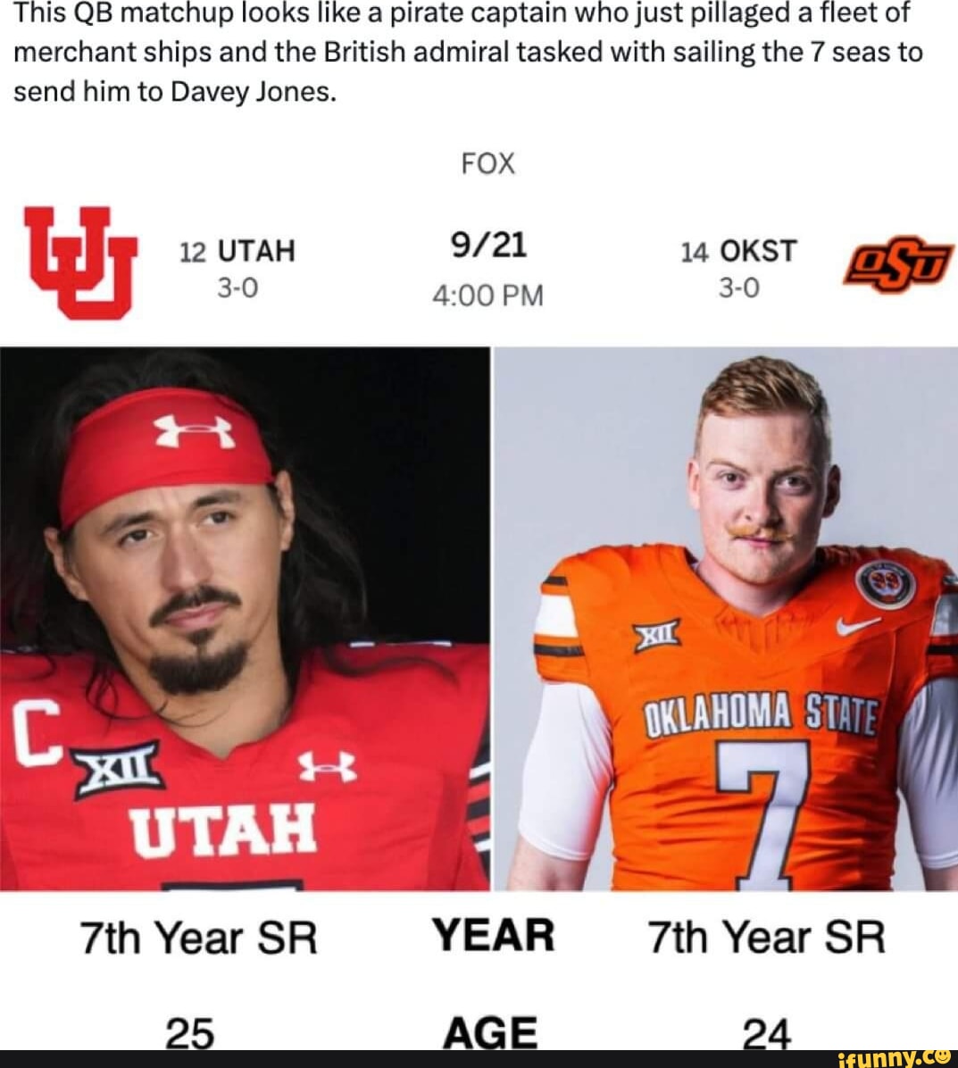 This QB matchup looks like a pirate captain who just pillaged a fleet ...