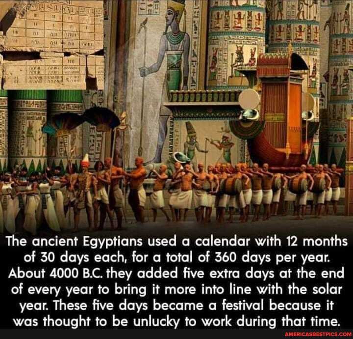 The ancient Egyptians used a calendar with 12 months of 30 days each ...