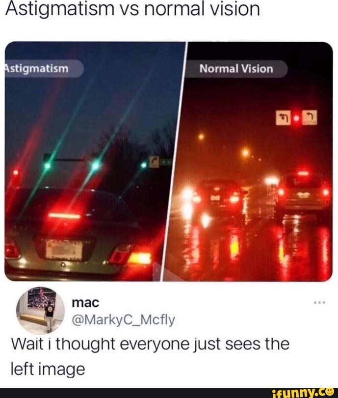 Astigmatism vs normal vision stigmatism Normal Vision mac @MarkyC_Mcfly ...