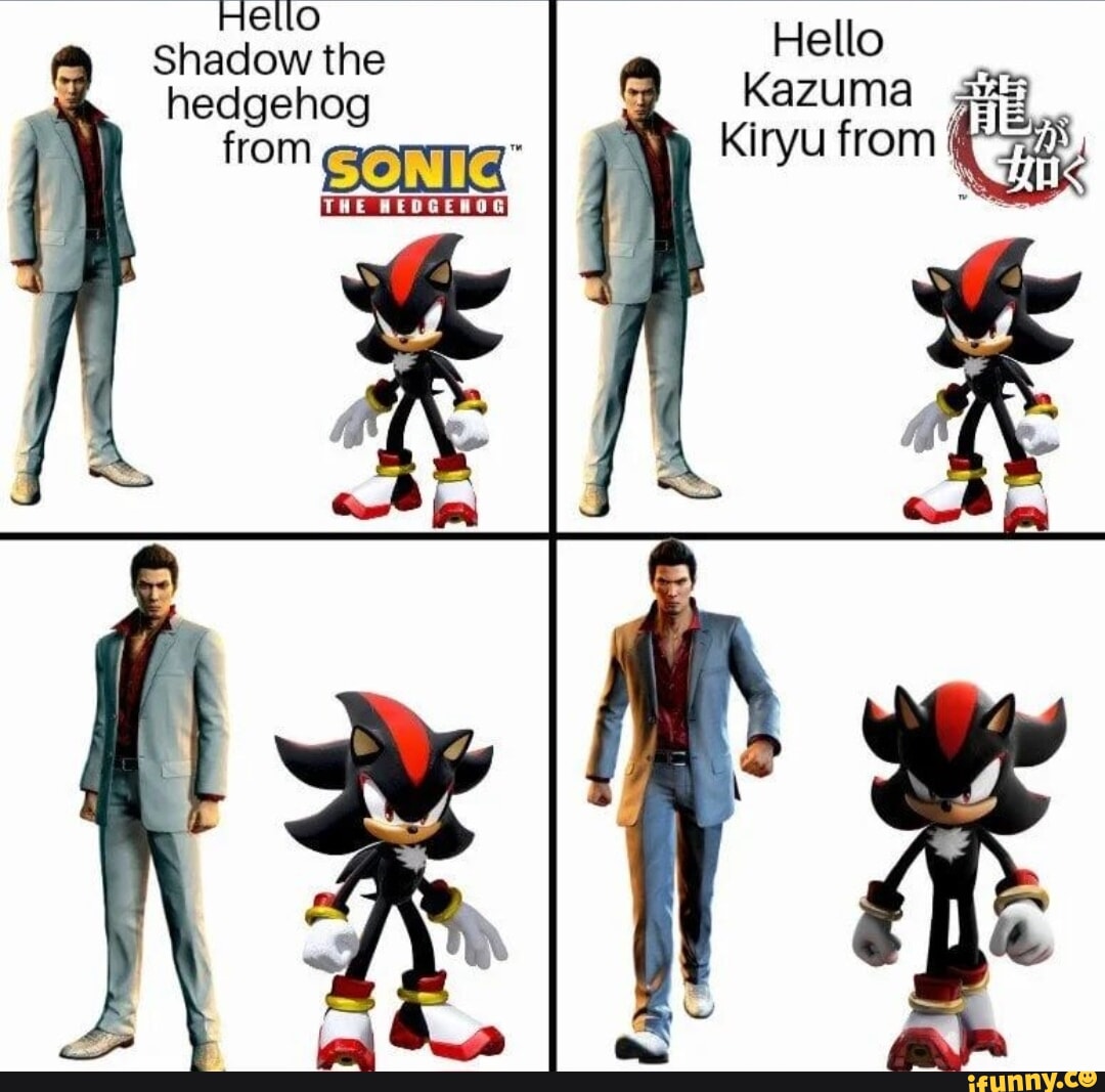 Hello Shadow the hedgehog from SONIC Hello Kazuma Kiryu from - iFunny