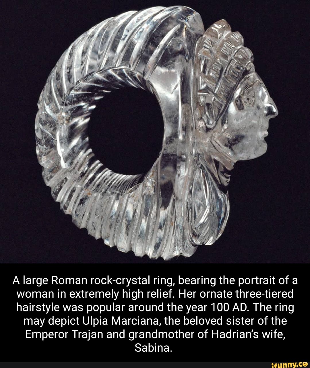 A large Roman rock-crystal ring, bearing the portrait of a woman in ...