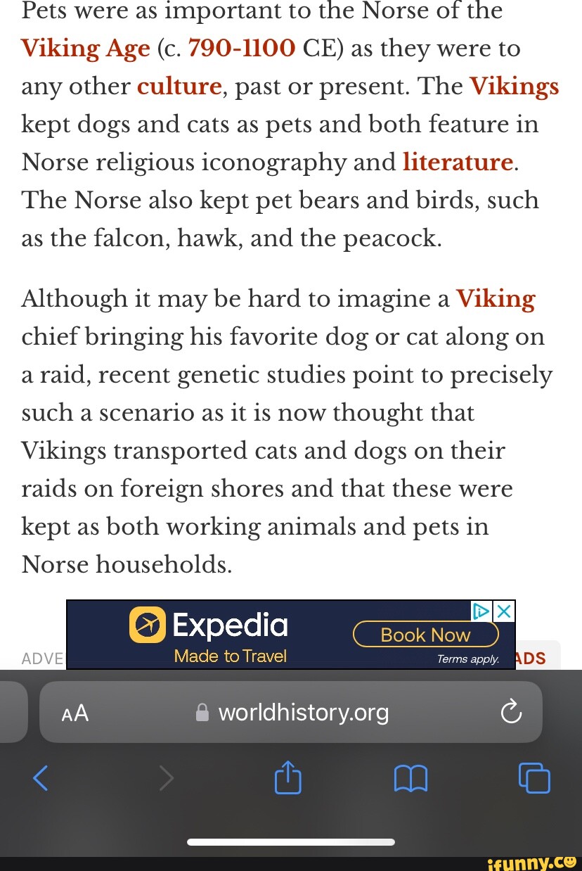 Pets were as important to the Norse of the Viking Age (c. 790-1100 CE ...